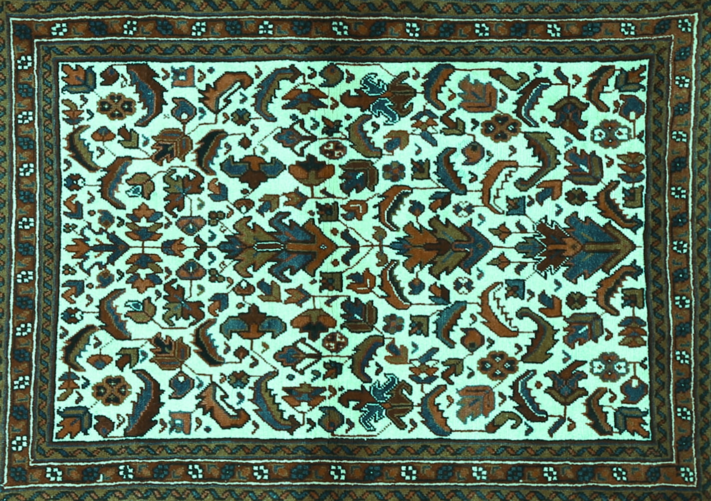 Ahgly Company Machine Washable Indoor Rectangle Persian Turquoise Blue ...