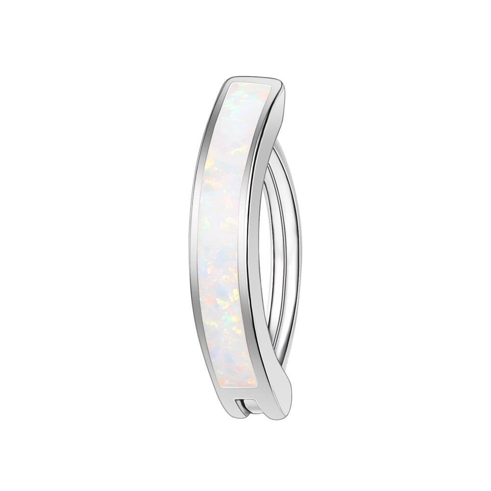 ZS 16G 925 Sterling Silver Reverse Curved Belly Rings Opal Navel ...