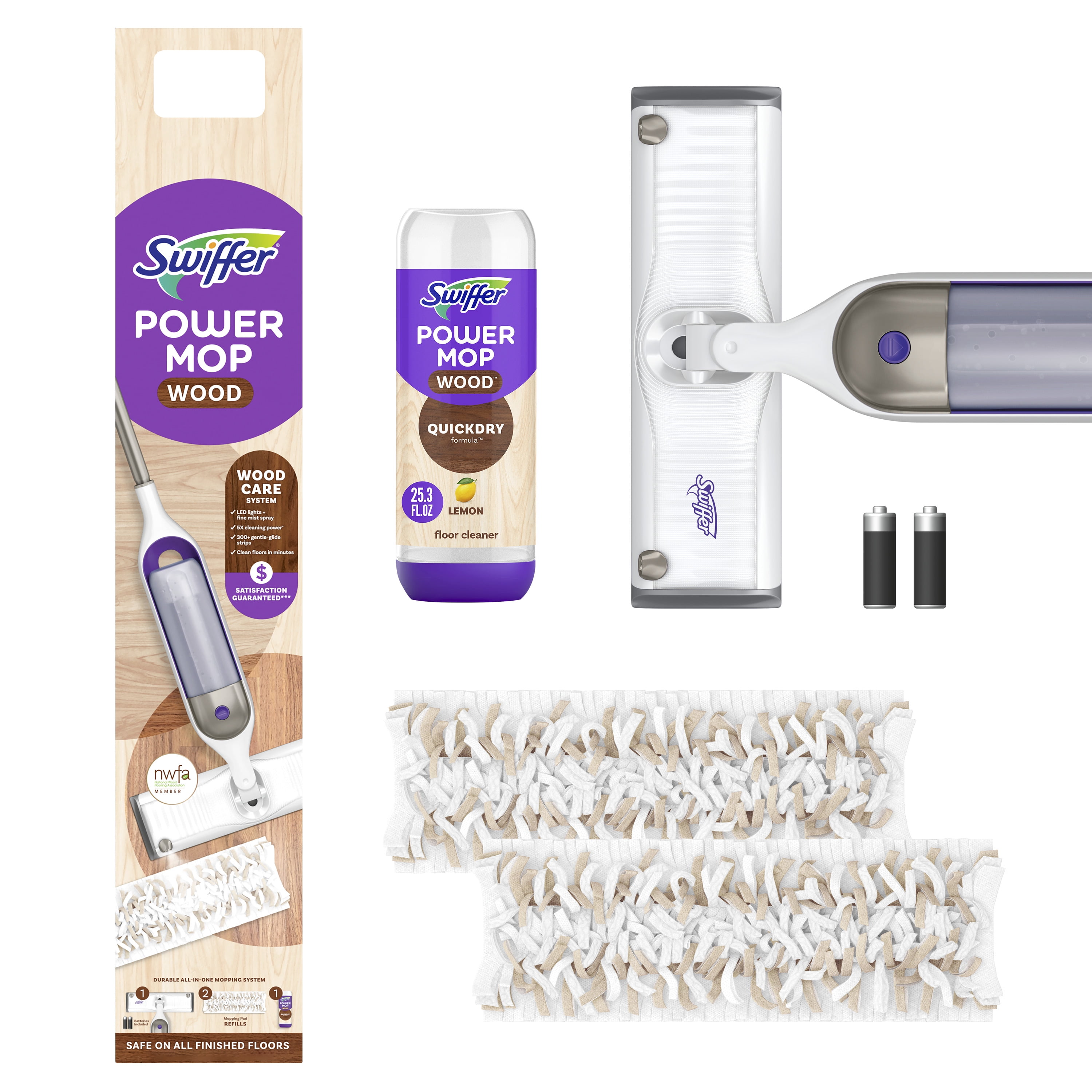 Swiffer Power Mop Wood Mop Kit for Floor Cleaning, Lemon Scent ...