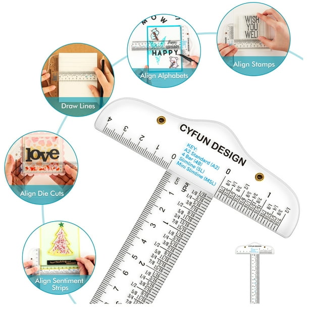 Briartw 6 inch Clear Acrylic T-Square Ruler Contains Measurements in ...
