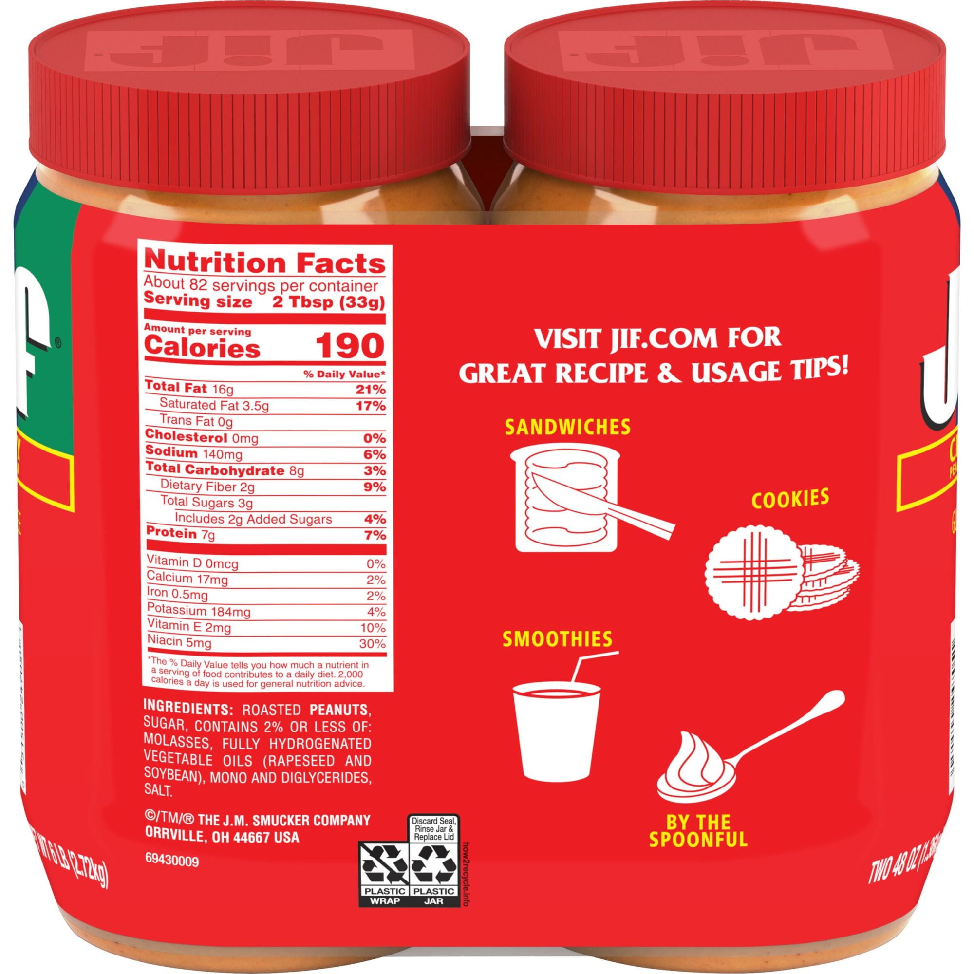 Jif Peanut Butter Nutrition Label