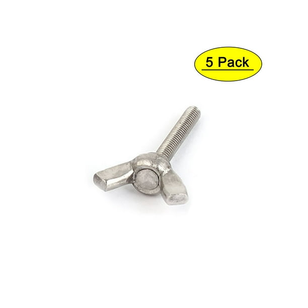 304 Stainless Steel Butterfly Wing Nut Screw Silver Tone M5 0.8mm Pitch ...