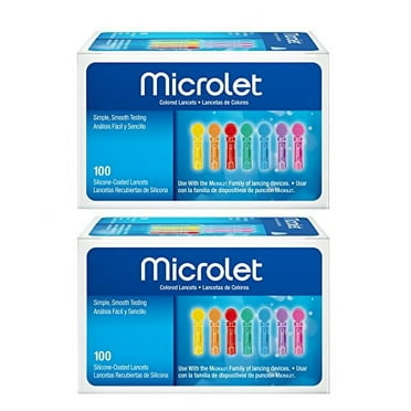 Bayer's Microlet Silicone Coated Testing Needles, Multi-Colored Lancets ...