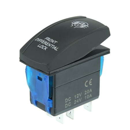12V/24V Blue LED Front Diff Lock Rocker Switch Kit On-Off 5 Pins for ...
