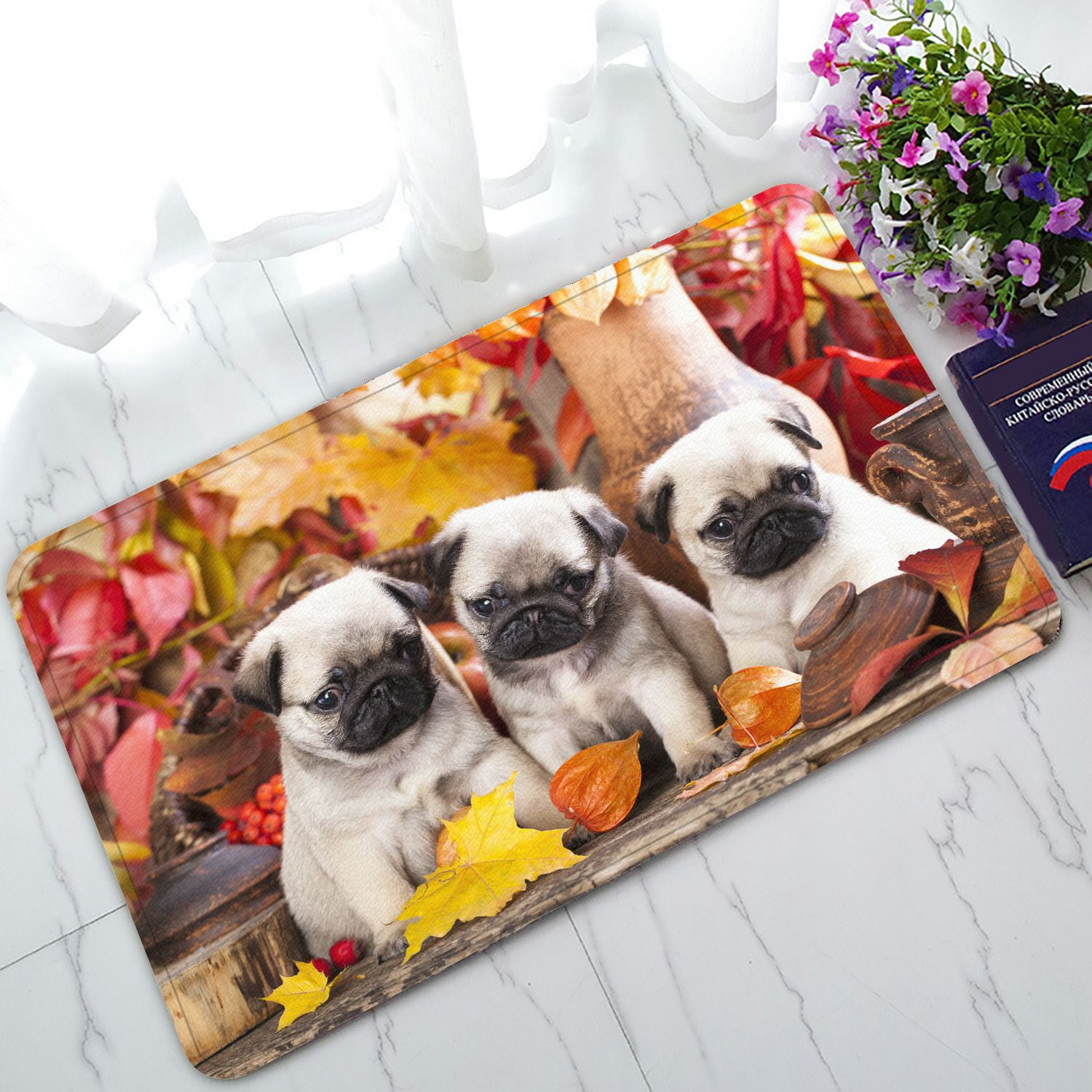 PHFZK Animal Doormat, Cute Pug Dog Doormat Outdoors/Indoor Doormat Home ...