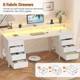 60 Inch Computer Desk with 8 Fabric Drawers, Monitor Stand, LED Lights ...