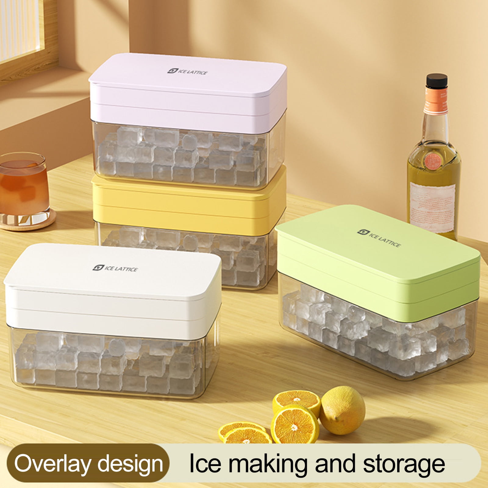 Ice Cube Tray with Ice Scraper - 28/56 Cavities - Sealed Lid - Food ...