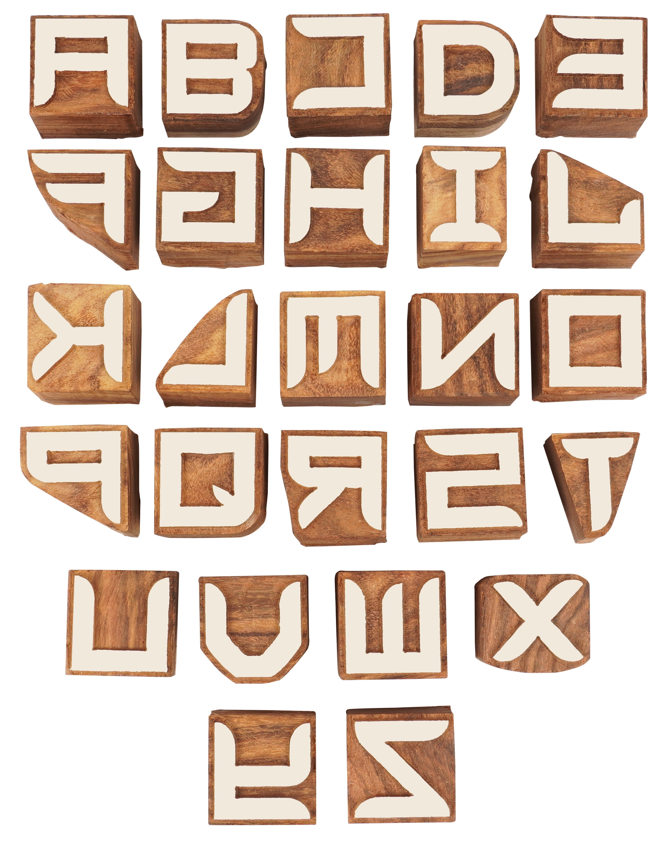 IBA Indianbeautifulart Textile Printing Block Uppercase A-Z Alphabet ...