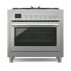 KoolMore 36 in. Professional 5-Burner Gas Range Stove Appliance, Stainless-Steel with Legs ...