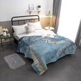 Blue Palm Tree Quilted Comforters Cooling Blanket Queen Size, Tropical ...