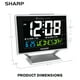 Sharp Digital Atomic Alarm Clock Color Display Atomic Accuracy Day of Week Time/Date Silver ...