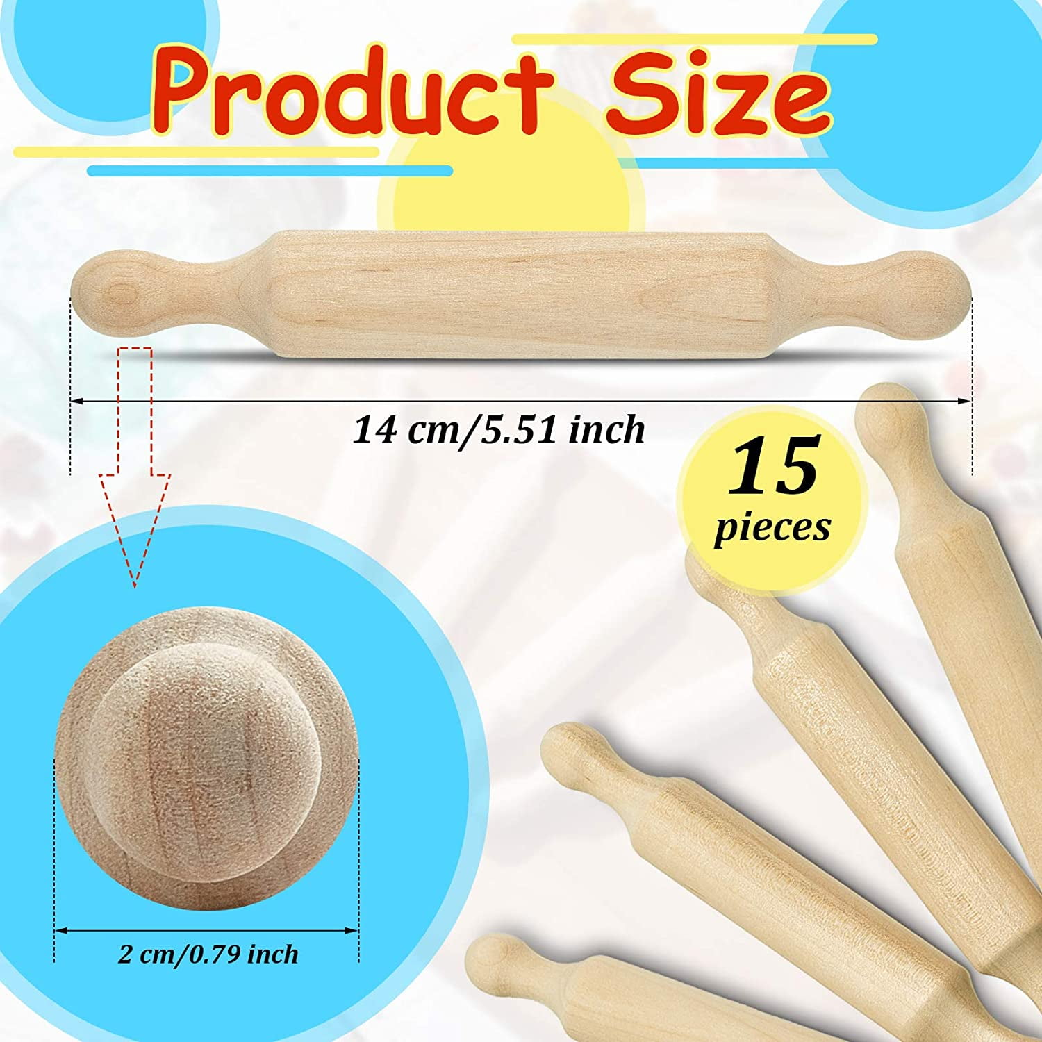 Click here for Unbranded 15 Pieces Wooden Mini Rolling Pin 6 Inch... prices