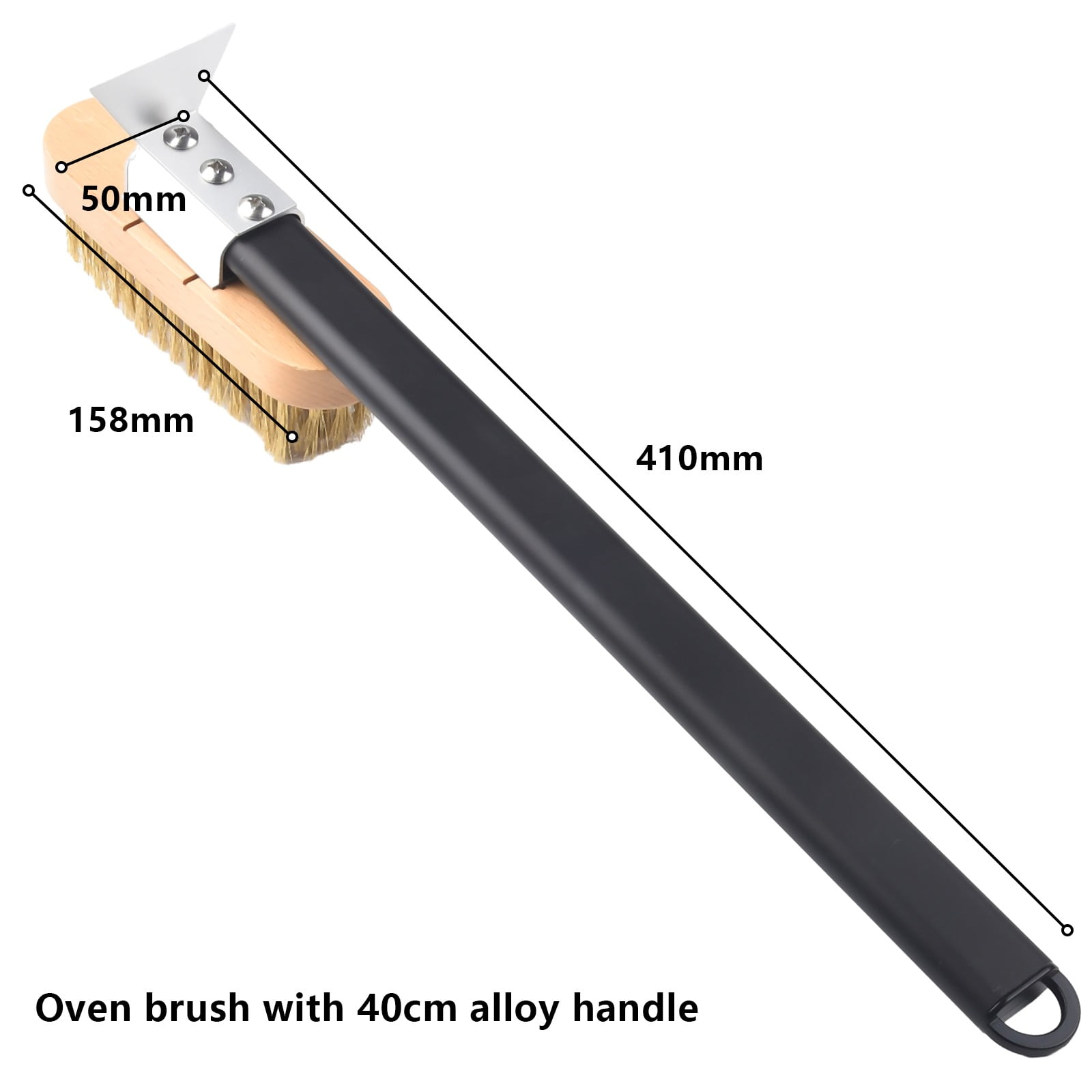 Pizza Oven Brush With Scraper Brass Bristles Pizza Stone Brush ...