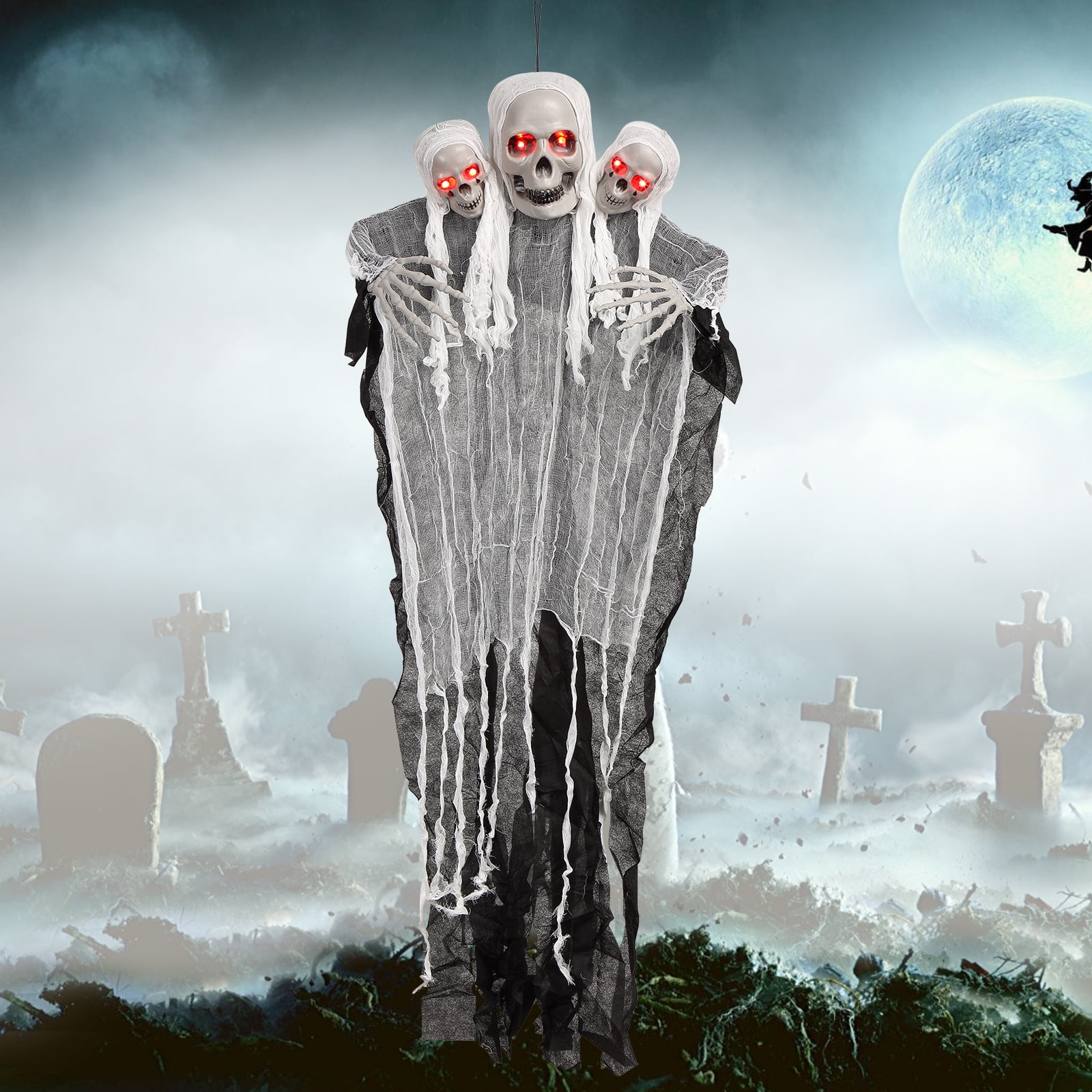 50” Halloween Hanging Grim Reaper Decorations with and Creepy Sound and ...