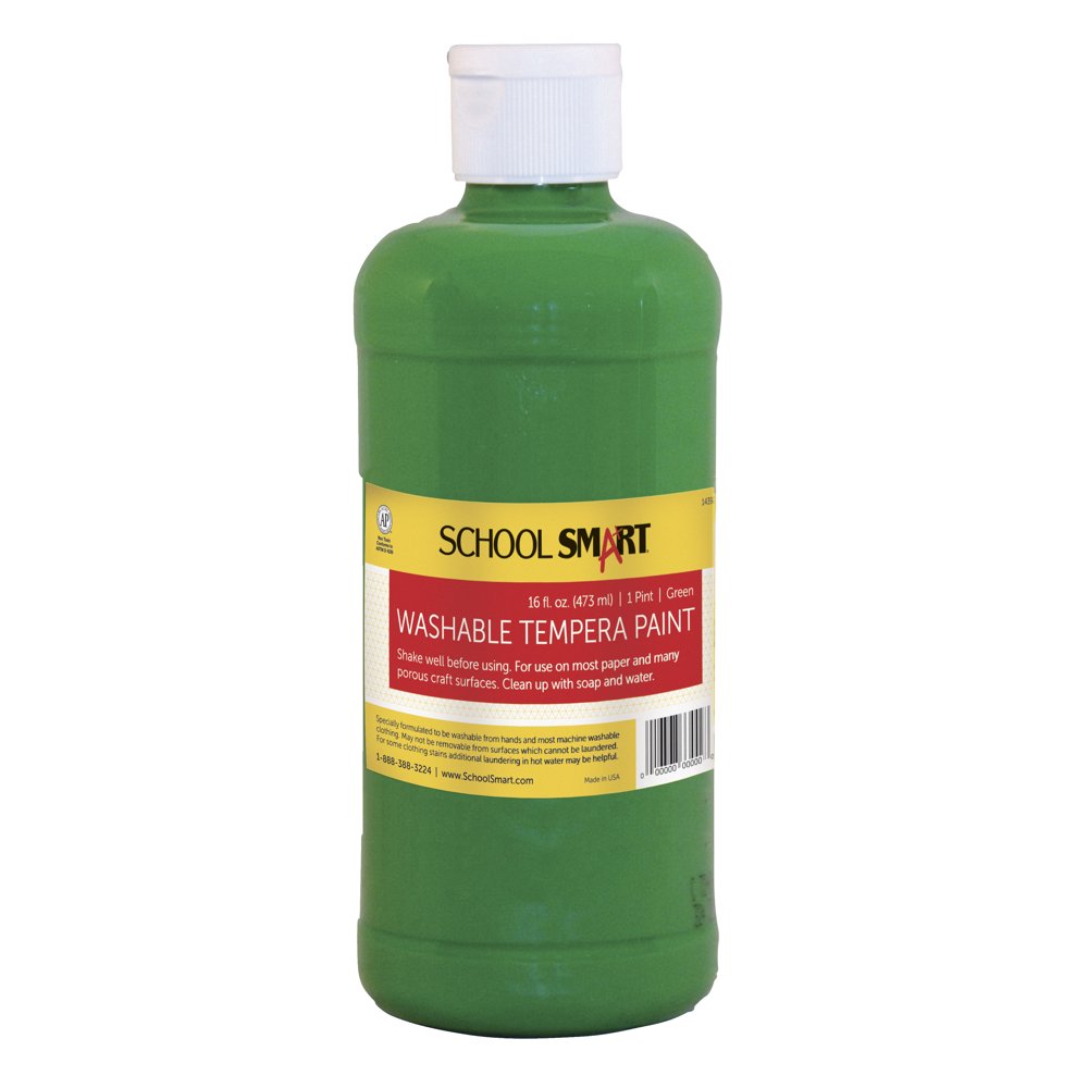 School Smart Non-Toxic Washable Tempera Paint, 1 pt Plastic Bottle ...