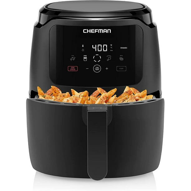 Chefman Digital Air Fryer (RJ38-5-T-BLACK), One-Touch Control 5-Quart ...