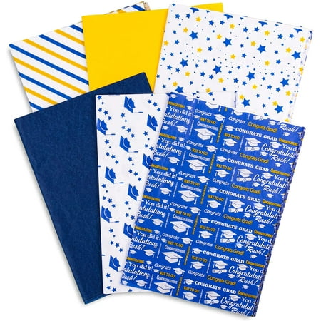 Graduation Tissue Paper Bulk 6 Style Gift Wrapping Paper White Blue ...