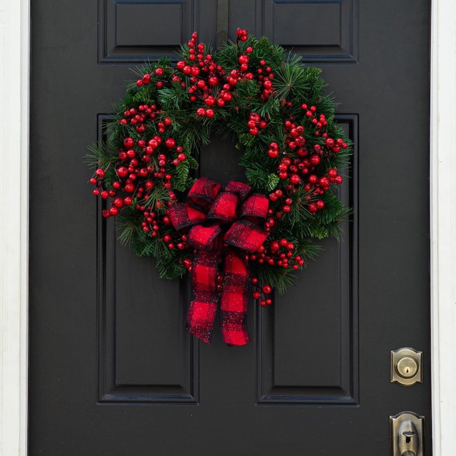 Click here for Usrhha Red Berries Christmas Wreath With Plaid Bow... prices