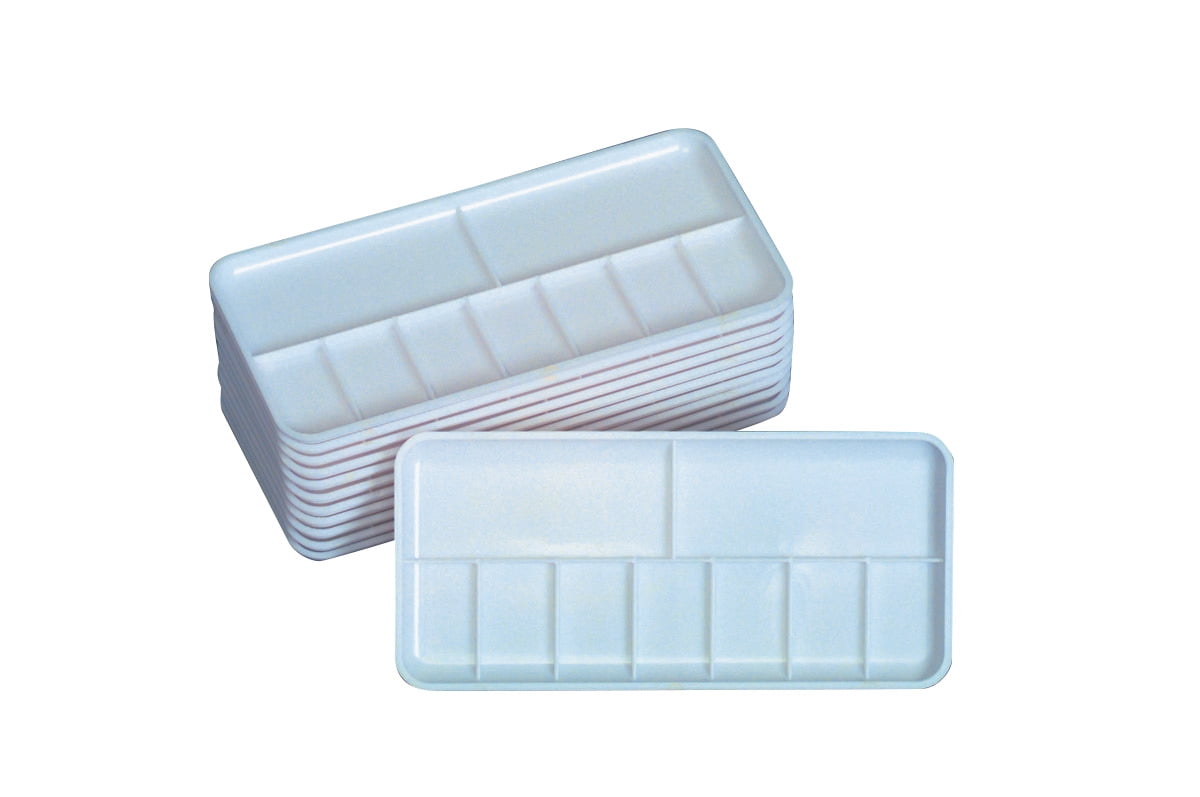 Jack Richeson Plastic 7 Well Palette Trays, 3-1/4 x 7-1/4 Inches, Pack ...