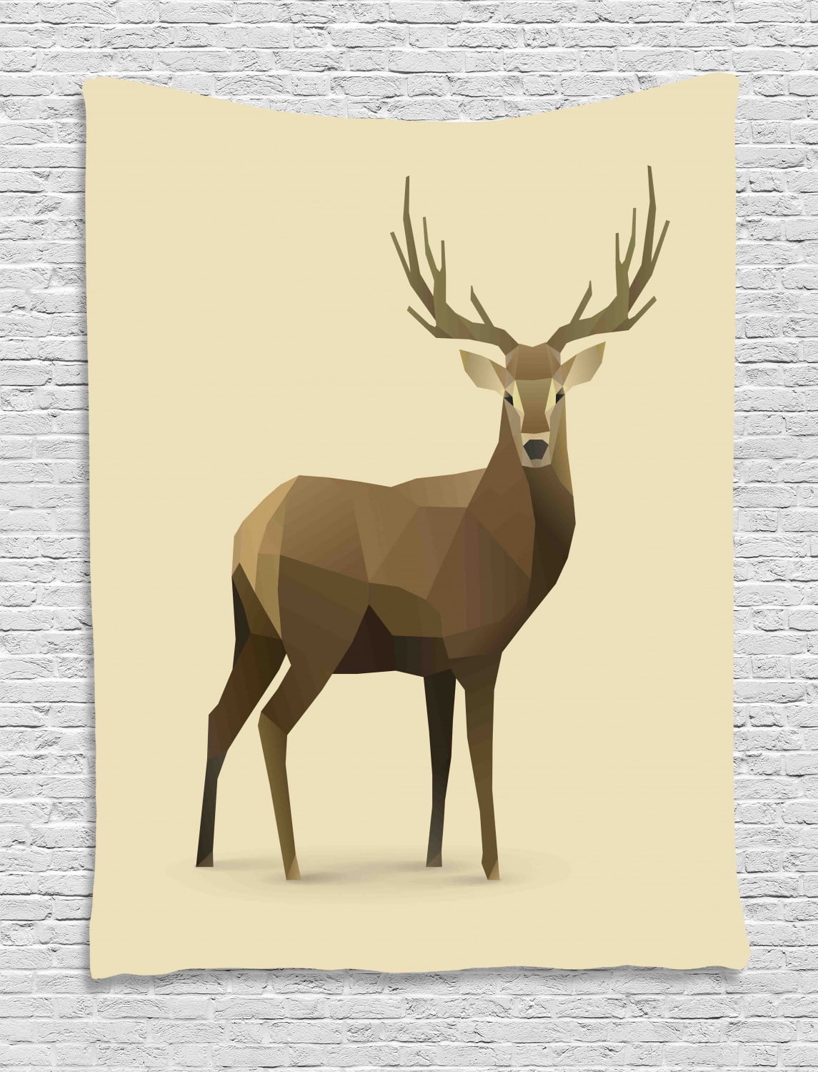 Polygons Tapestry, Modern Illustration of Geometric Deer Forest Elk ...