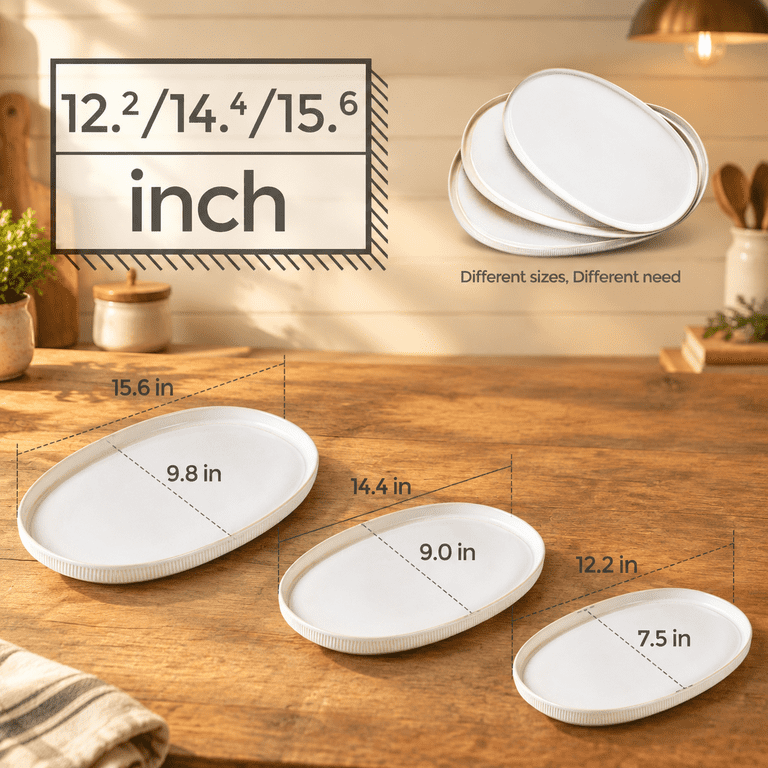Ceramic Serving Platter Set Of 3 Oval Plates And Dishes - Walmart.com