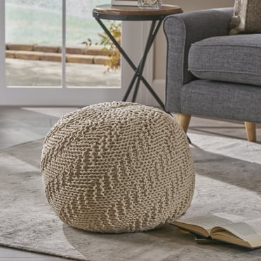 Urban Shop Round Knit Pouf, Black - Walmart.com