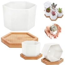 PLJFXXM Hexagon Bamboo Plant Saucer - 3 Inch Drainage Tray for Small ...