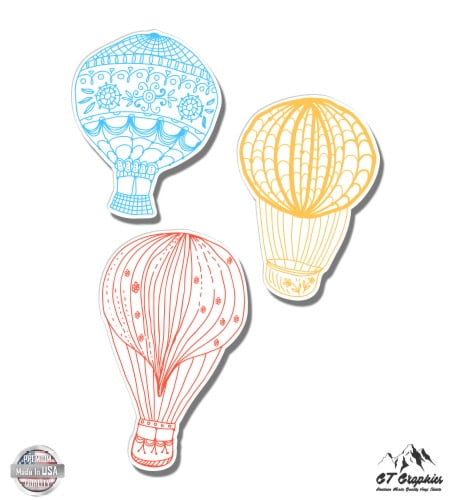 Hot Air Balloons - 7" Each Vinyl Stickers - For Car Laptop I-Pad ...