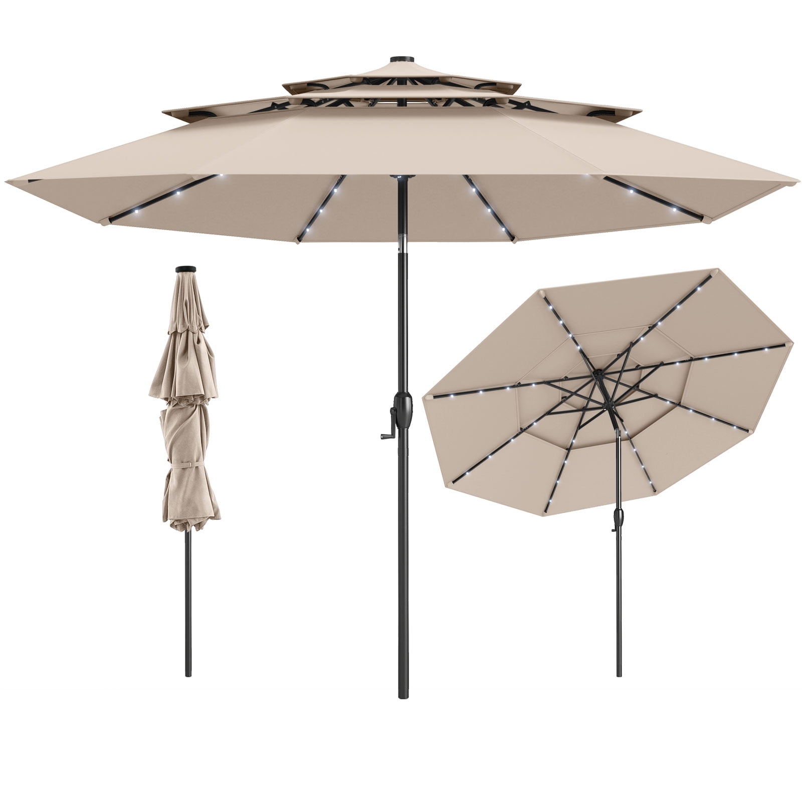 Click here for Gymax 10 Ft Solar Patio Umbrella W/ 32 Led Lights... prices