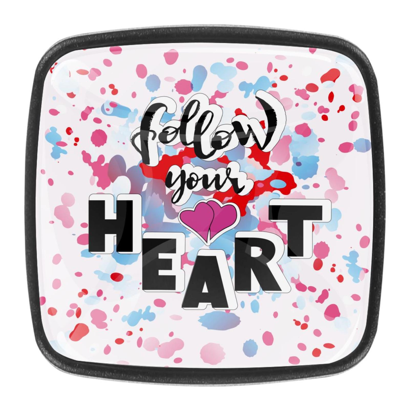 Ownta Watercolor Follow Your Heart Square Glass Drawer Handles Knobs ...