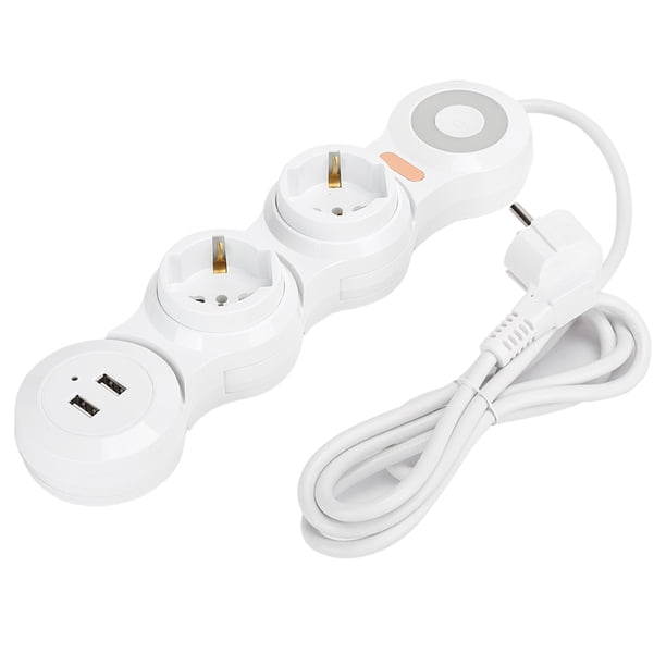 Regleta de alimentación deformación 2 conector cóncavo 10A carga USB ...