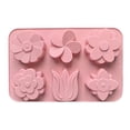 1pc 6-hole silicone cake baking mold, DIY various flower shape cake ...