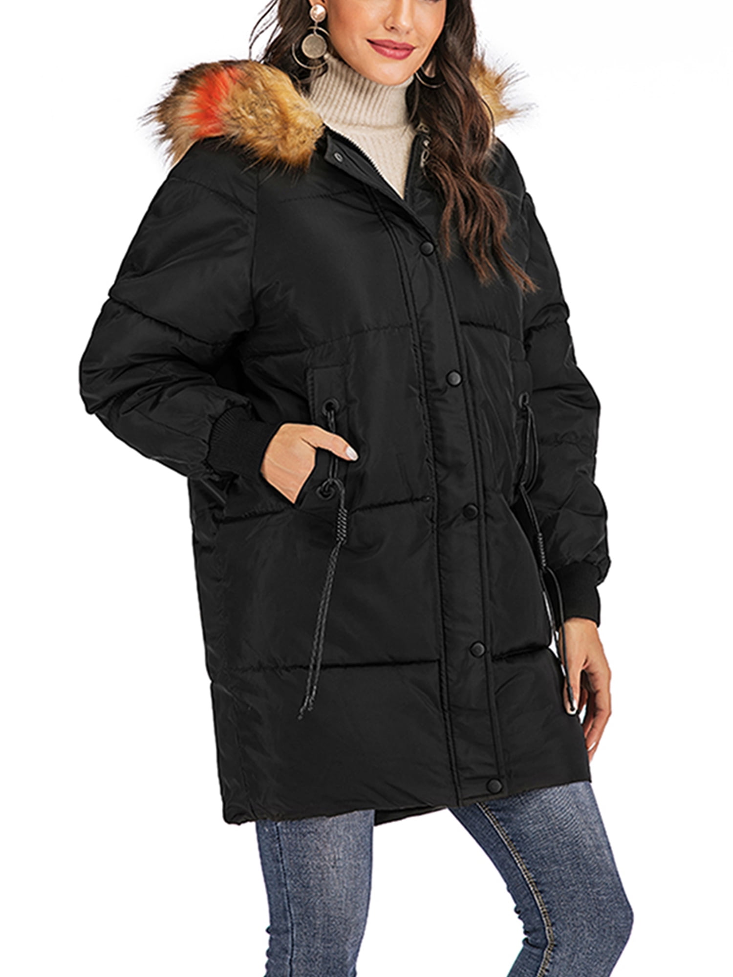 Sayfut Womens Waterproof Hooded Warm Long Puffer Coats Parkas With