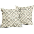 Brown Grey Gray Floral Block Print Pillow Covers 20x20 Inch Set of 2 ...