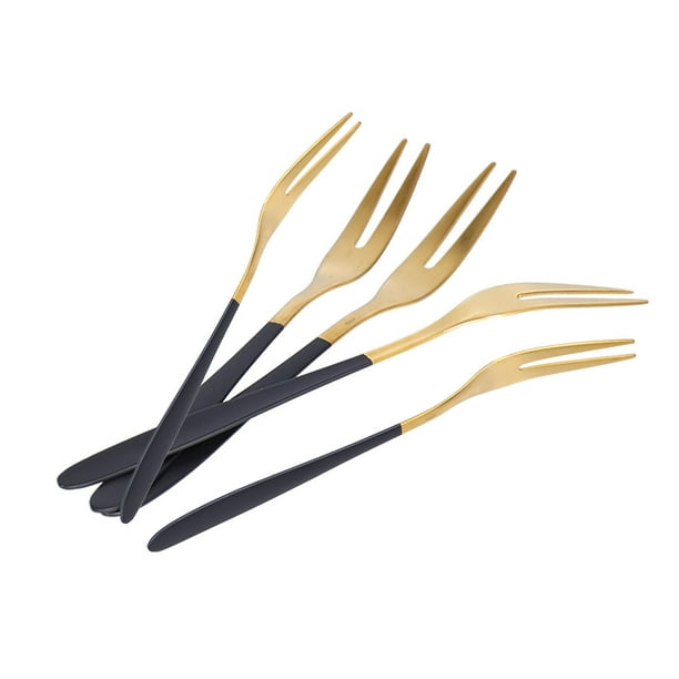 Dessert Forks, Golden Cake Forks Mini Appetizer Forks Stainless Steel ...