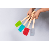 Mainstays Colorful Silicone Spatulas Set 4 with Wooden Handles, Red ...