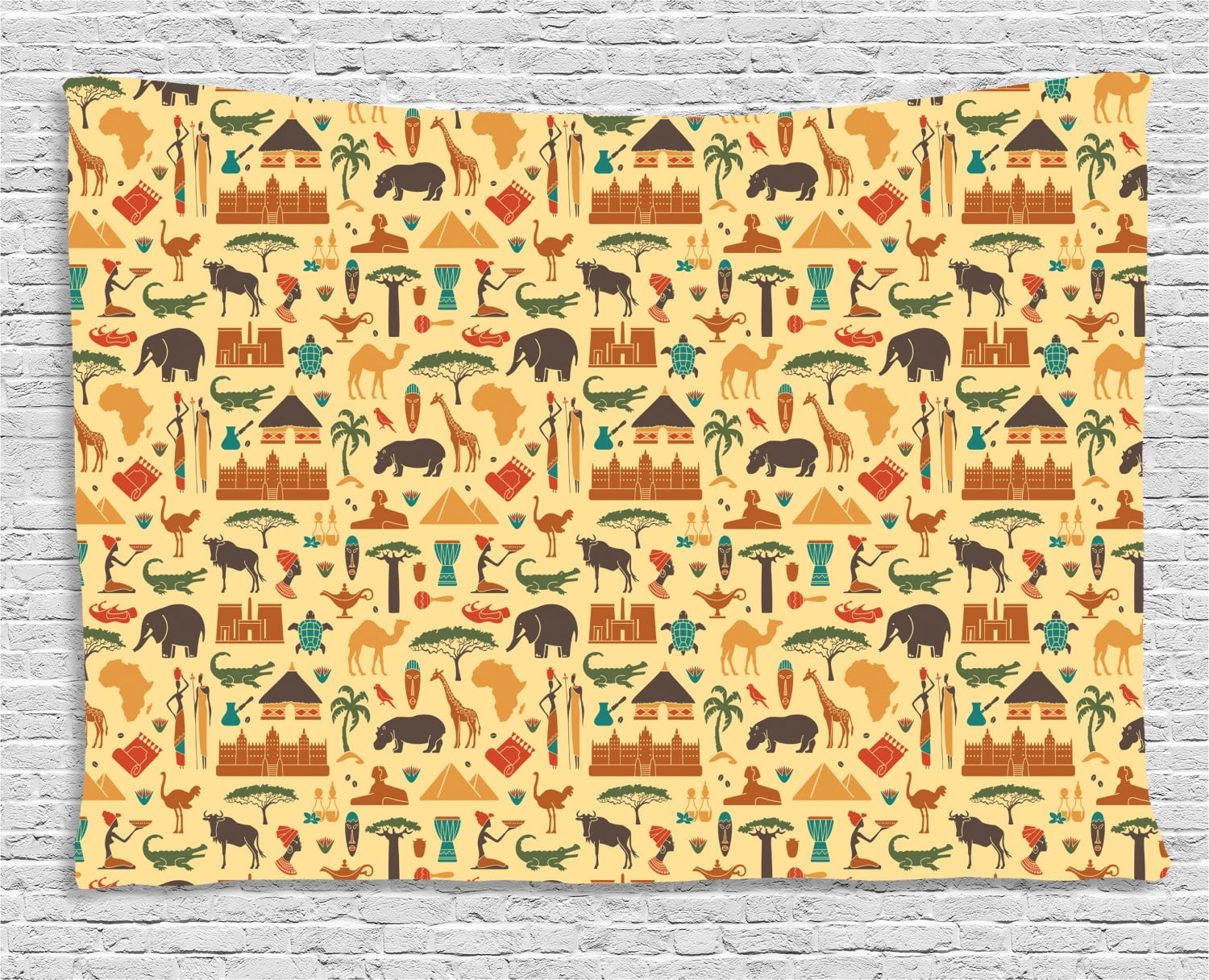 Ethnic Tapestry, Traditional African Motifs Camels Crocodiles and ...
