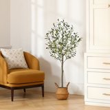 4ft Artificial Olive Tree, Lifelike Plastic Plant, Indoor/Outdoor Decor ...