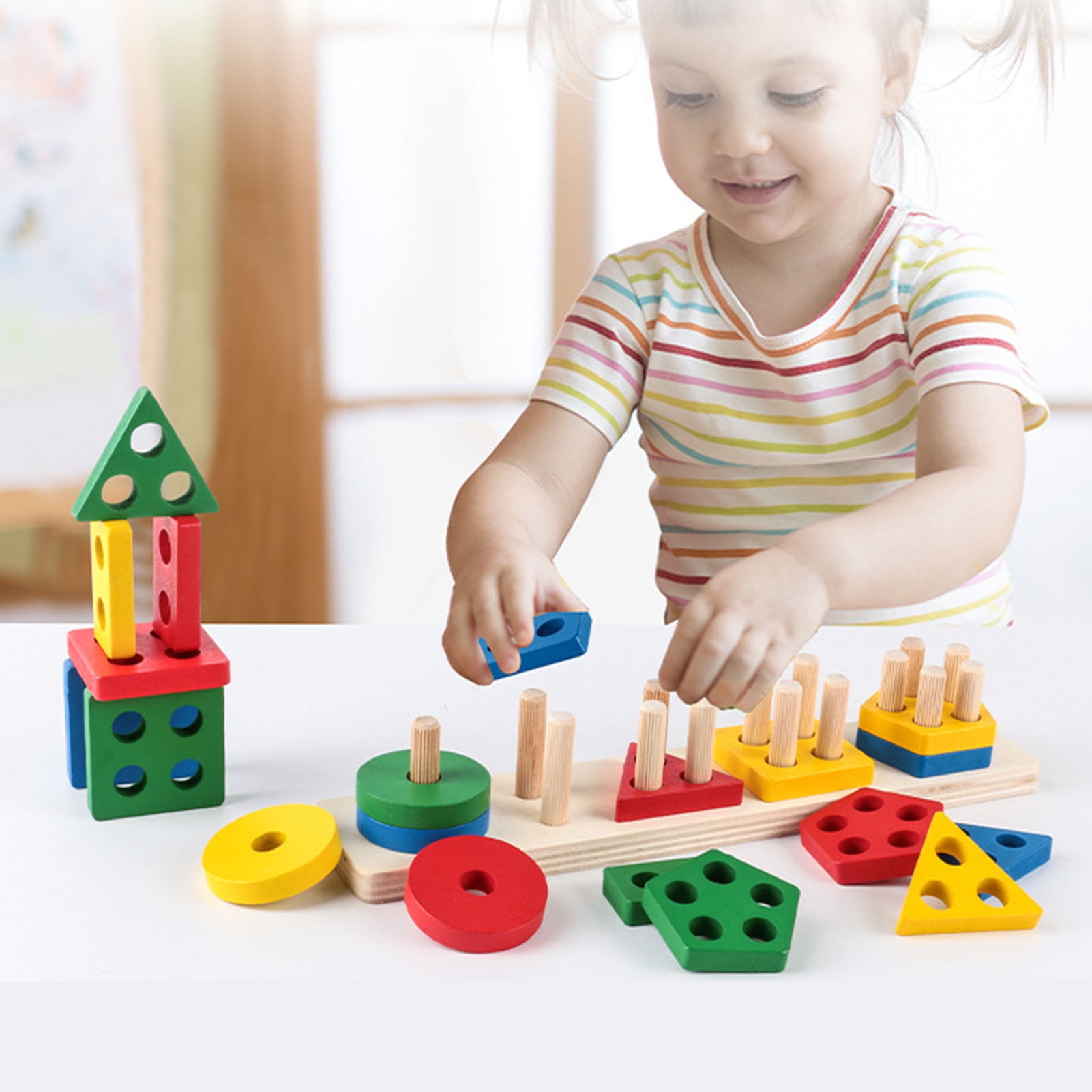 Click here for Unbranded Wooden Building Block Stacking Toy Color... prices