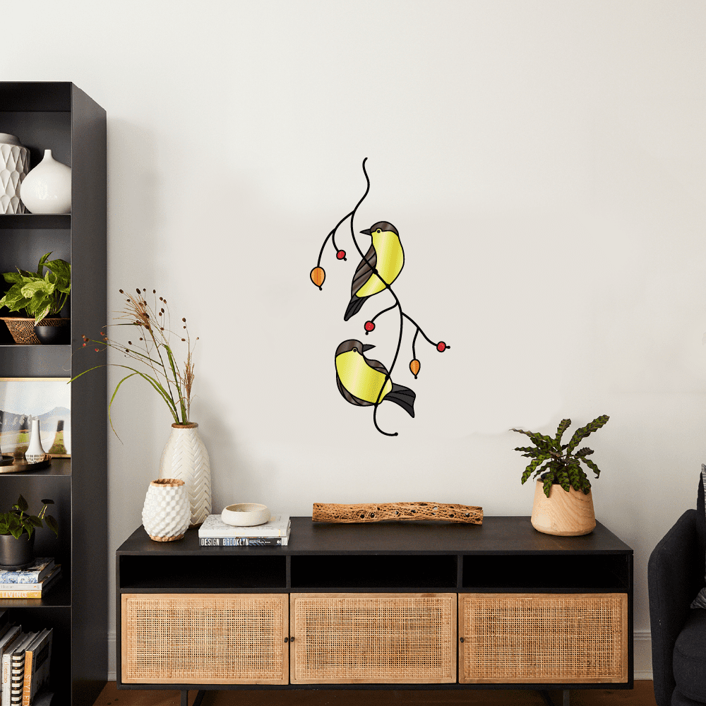 Animals Bird Birds Branch Vinyl Stained Glass Film Static Cling Window ...