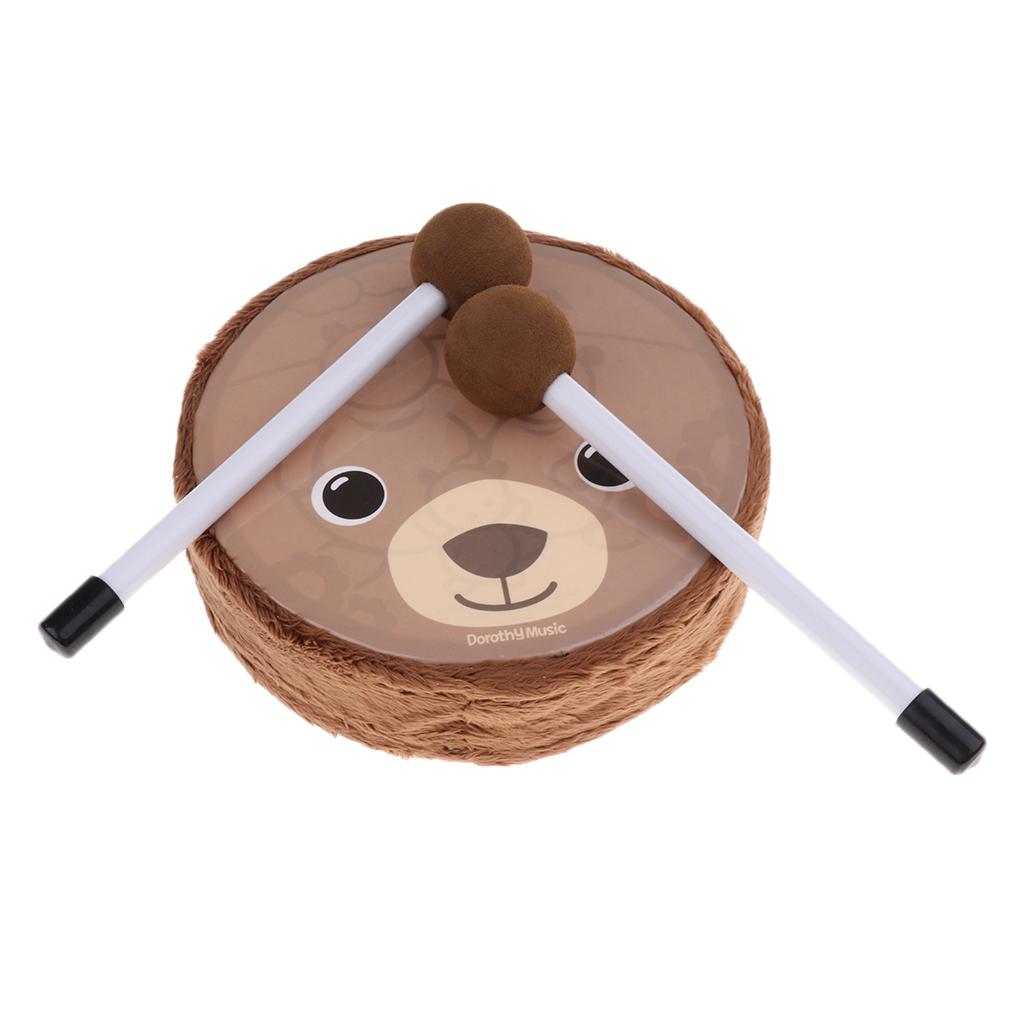 6 inch Kids Wooden Small Drum Toys with Drum Sticks Mallet for Early ...