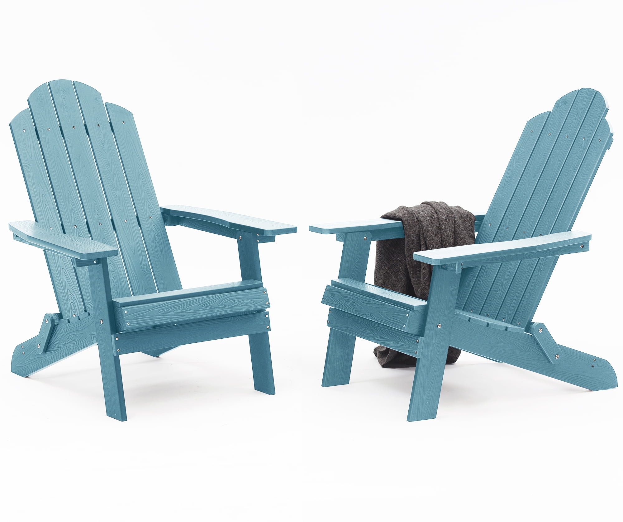 WINSOON All Weather HIPS Folding Adirondack Chair Set of 2 Outdoor ...