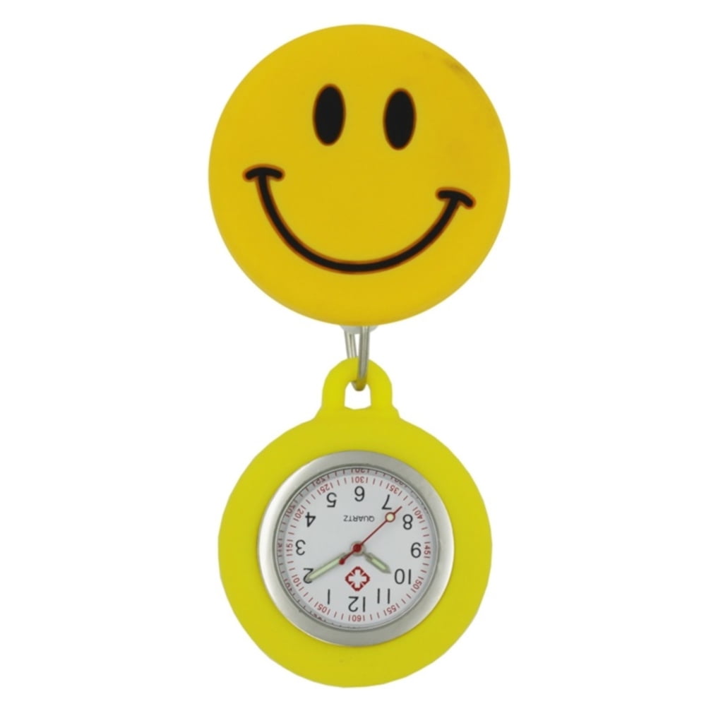 Nurses Doctors Clip-On Shirt Pocket Watch Smiley Face Yellow Color Glow ...
