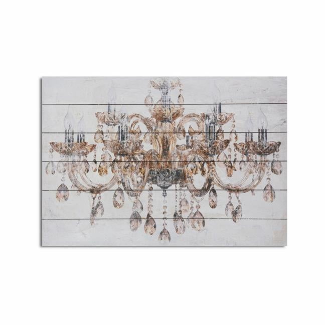 HomeRoots 401637 26 in. Luxurious Vintage Chandelier Wood Plank Wall ...