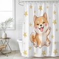 Cartoon Dog Bathroom Shower Curtains with 12 Hooks Polyester Waterproof ...