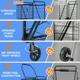 Lightweight Folding Shopping Cart with Waterproof Basket Liner & 360 ...
