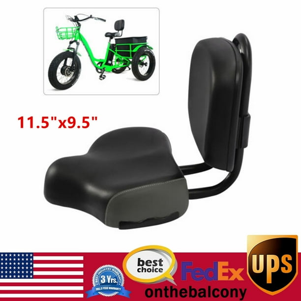 Bike Cycling Seat w/Backrest Cushion Wide Soft Bicycle Tricycle Saddle ...