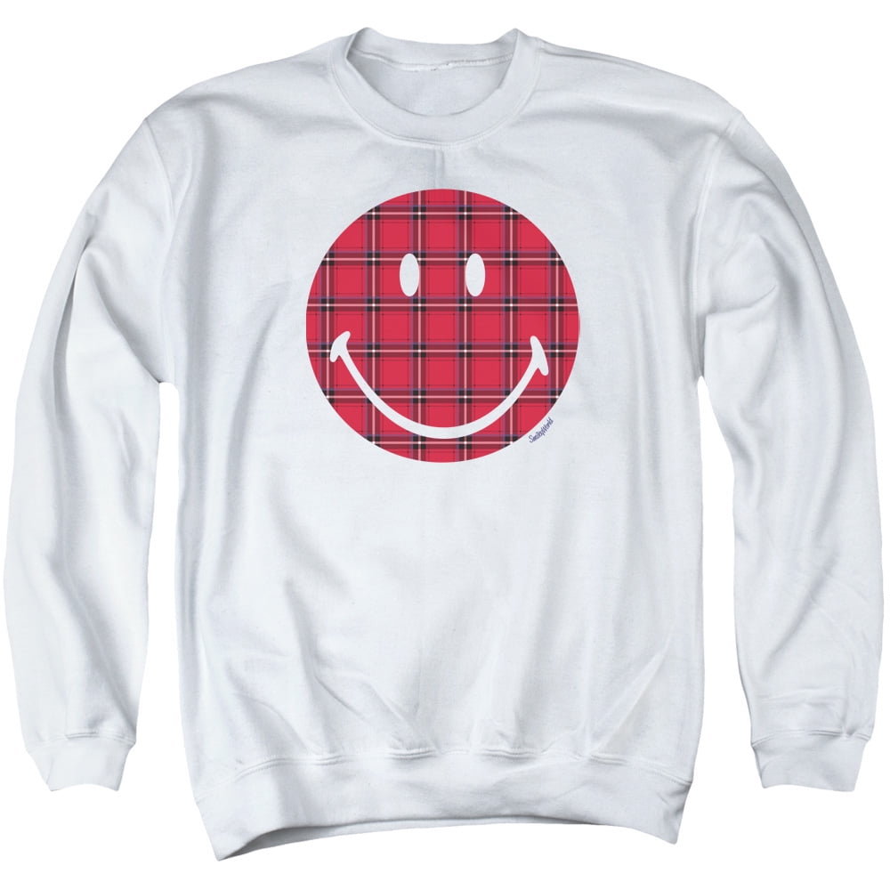 SMILEY WORLD/PLAID FACE-ADULT CREWNECK SWEATSHIRT-WHITE-2X - Walmart.com