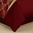 Hig King Size 7 Piece Comforter Set In Burgundy And Gold Faux Silk