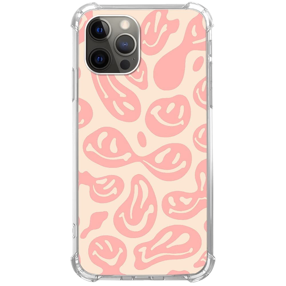 Peachy Smiley Face Case Compatible with iPhone 12 and 12 Pro,Unique Art Design TPU Bumper Cover ...